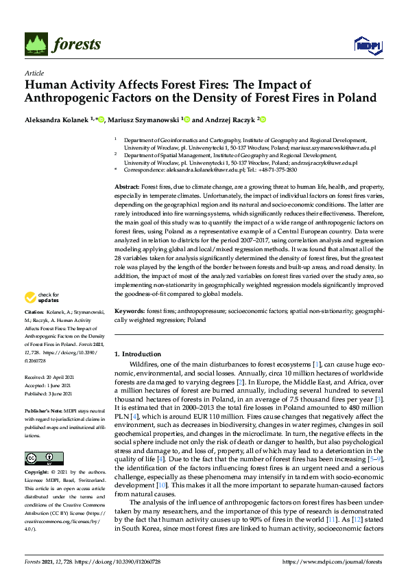 (PDF) Human Activity Affects Forest Fires: The Impact of Anthropogenic ...