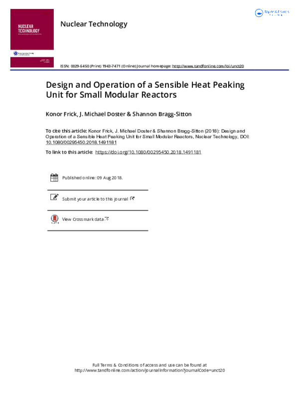 (PDF) Design and Operation of a Sensible Heat Peaking Unit for Small ...
