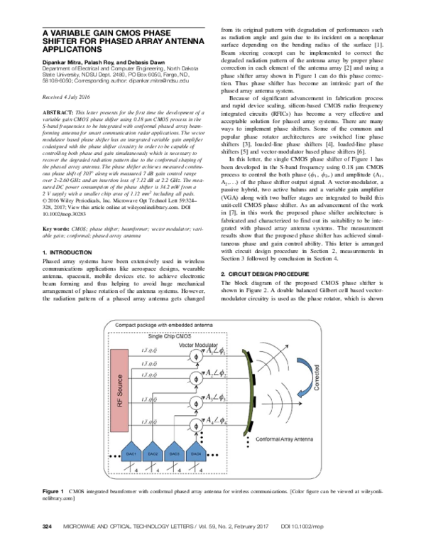 (PDF) A variable gain CMOS phase shifter for phased array beamformer ...