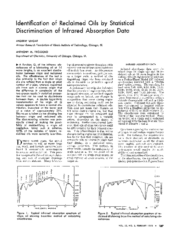 (PDF) Identification of Reclaimed Oils by Statistical Discrimination of ...
