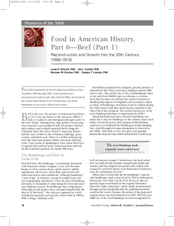 (PDF) Food in American History, Part 6???Beef (Part 1)