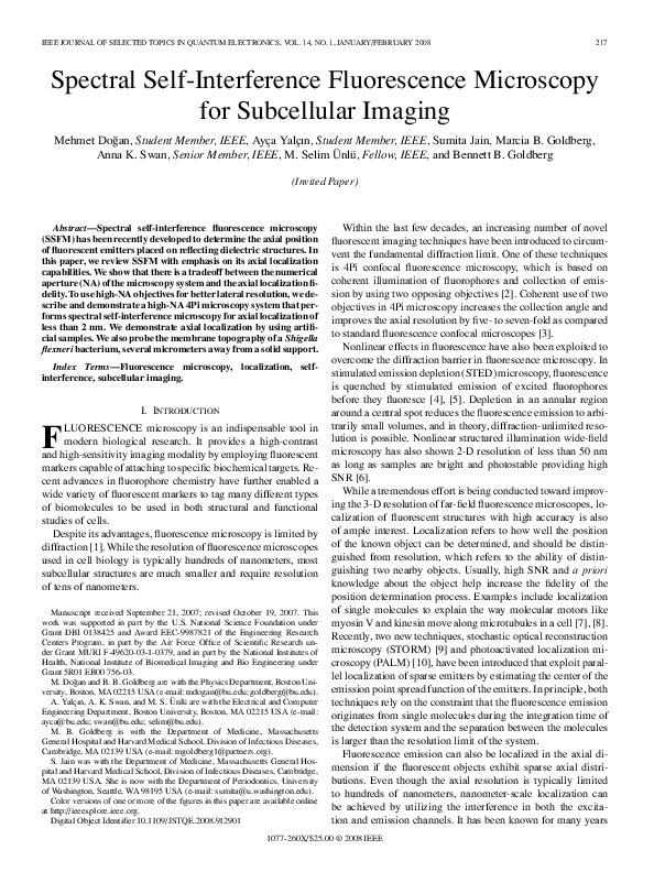 (PDF) Spectral Self-Interference Fluorescence Microscopy for Subcellular Imaging