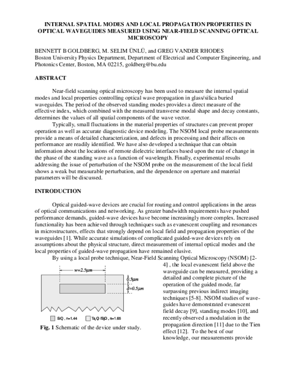 (PDF) Internal Spatial Modes and Local Propagation Properties in ...