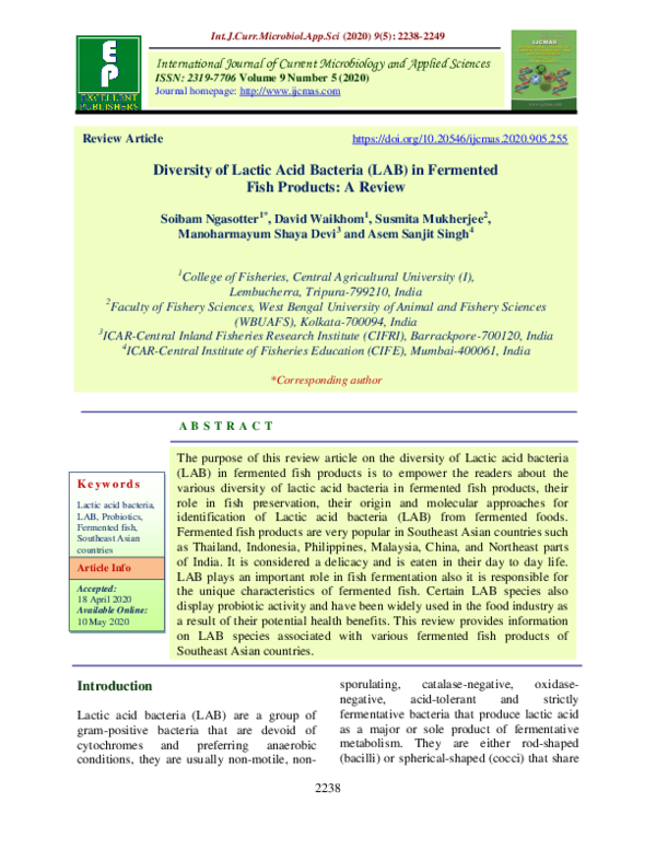 (PDF) Diversity of Lactic Acid Bacteria (LAB) in Fermented Fish ...