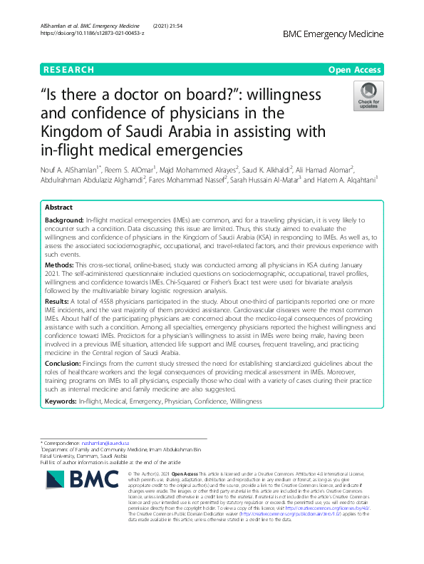 (PDF) “Is there a doctor on board?”: willingness and confidence of ...