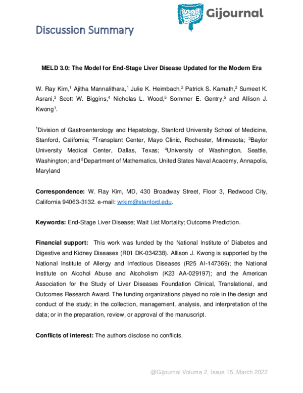 (PDF) Discussion summary: MELD 3.0: The Model for End-Stage Liver ...