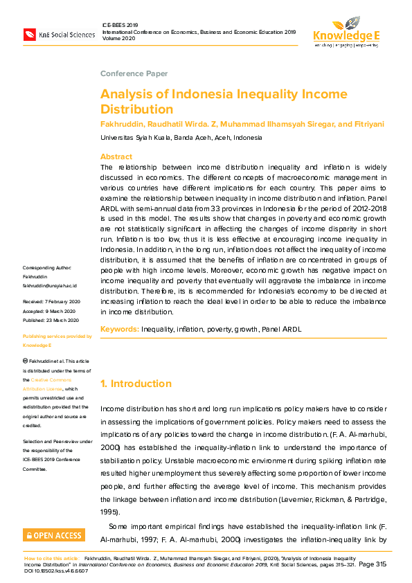 (PDF) Analysis of Indonesia Inequality Income Distribution