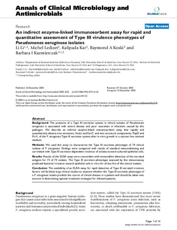 (PDF) An indirect enzyme-linked immunosorbent assay for rapid and ...