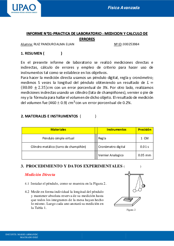 Pdf Informe N°01 Practica De Laboratorio Medicion Y Calculo De
