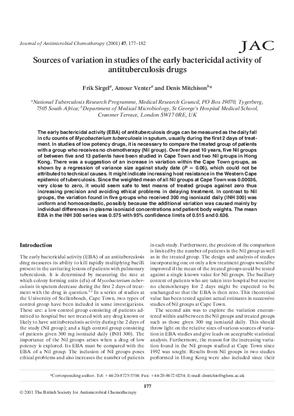 (PDF) Sources of variation in studies of the early bactericidal ...