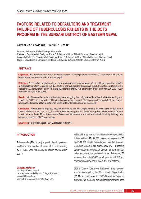 (PDF) Factors Related to Defaulters and Treatment Failure of ...