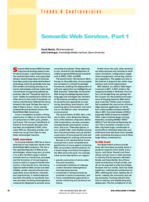 (PDF) Semantic Web Services, Part 1