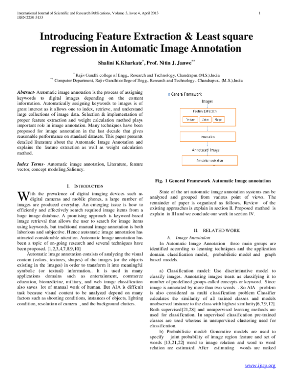 (PDF) Introducing Feature Extraction & Least square regression in ...
