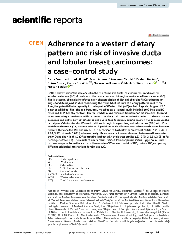 (PDF) Adherence to a western dietary pattern and risk of invasive ...