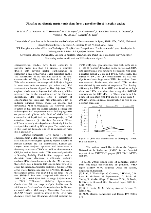 (PDF) Ultrafine particulate matter emissions from a gasoline direct ...