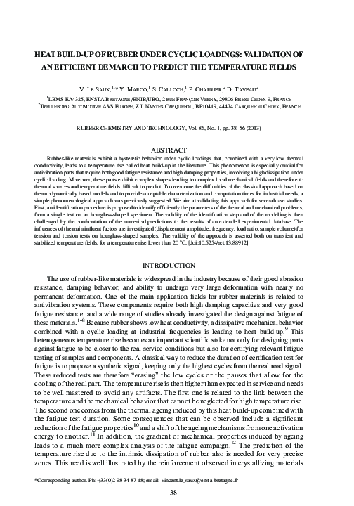 (PDF) Heat Build-Up of Rubber Under Cyclic Loadings: Validation of an Efficient Demarch to ...