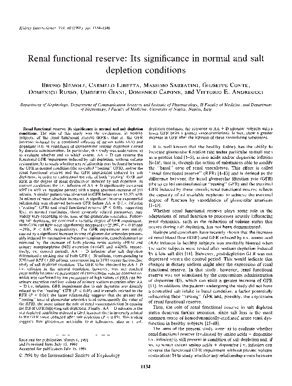 (PDF) Renal functional reserve: Its significance in normal and salt ...