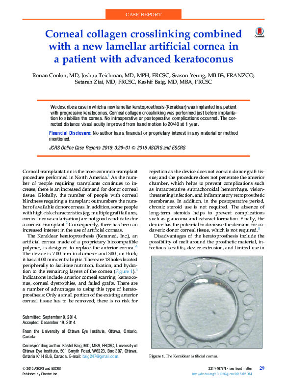 (PDF) Corneal collagen crosslinking combined with a new lamellar ...