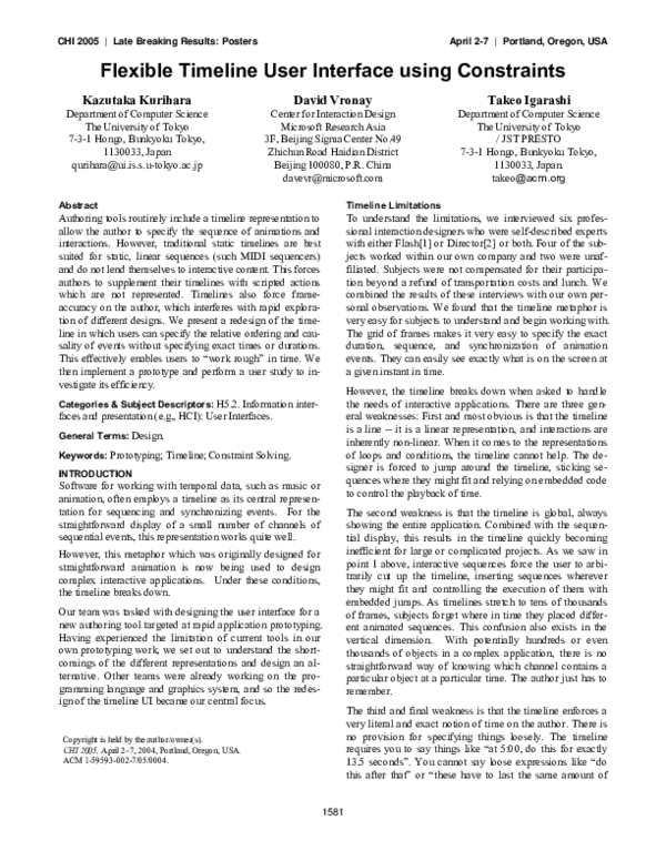 (PDF) Flexible timeline user interface using constraints | David Vronay ...