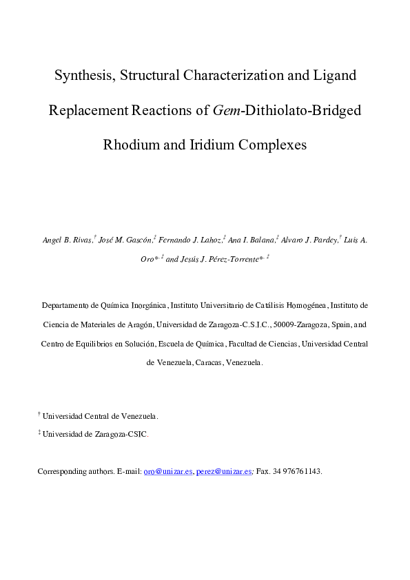 (PDF) Synthesis, Structural Characterization, and Ligand Replacement ...
