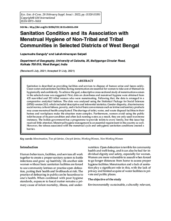 (PDF) Sanitation Condition and its Association with Menstrual Hygiene ...