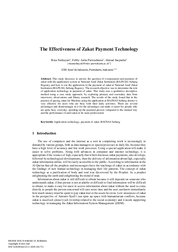 (PDF) The Effectiveness of Zakat Payment Technology