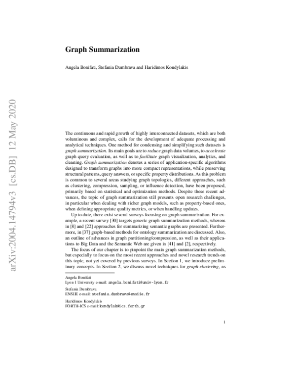 (PDF) Graph Summarization