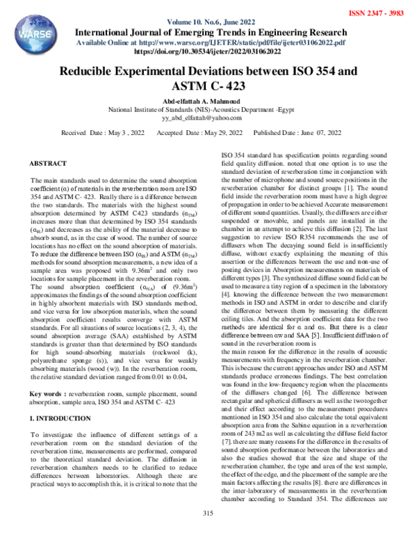 (PDF) Reducible Experimental Deviations between ISO 354 and ASTM C-423