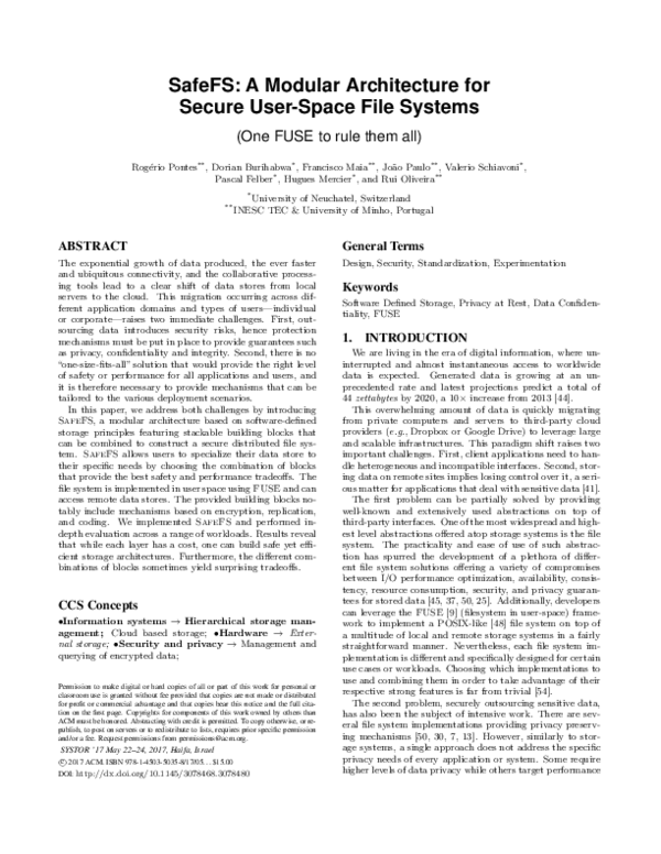 Pdf Safefs A Modular Architecture For Secure User Space File Systems