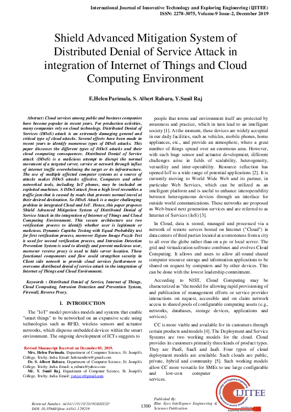 (PDF) Shield Advanced Mitigation System of Distributed Denial of Service Attack in integration ...