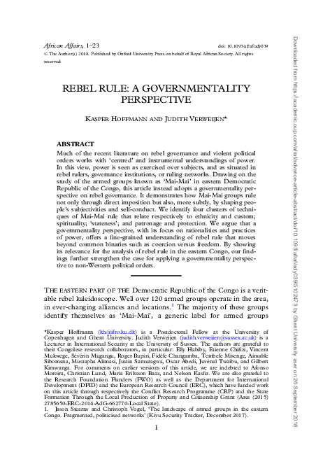 (PDF) Rebel rule: A governmentality perspective