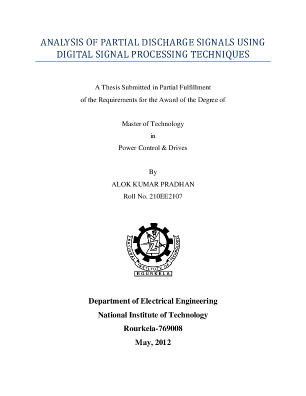 (PDF) Analysis of Partial Discharge Signals Using Digital Signal Processing Techniques | alok ...