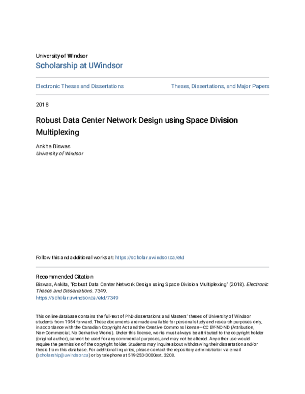 (PDF) Robust Data Center Network Design using Space Division Multiplexing