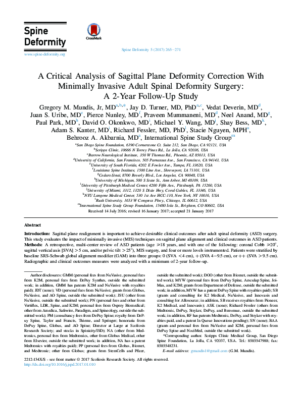 (PDF) A Critical Analysis of Sagittal Plane Deformity Correction with ...