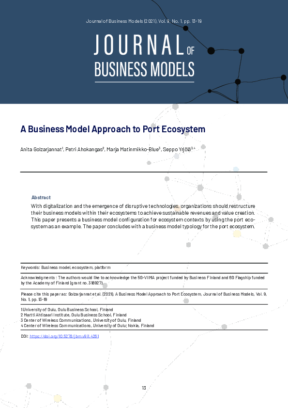 (PDF) A Business Model Approach to Port Ecosystem