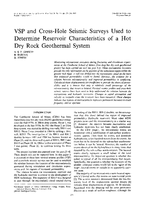 (PDF) VSP and Cross-hole seismic surveys used to determine reservoir characteristics of a hot ...