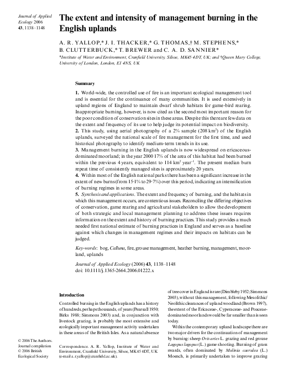 (PDF) The extent and intensity of management burning in the English ...