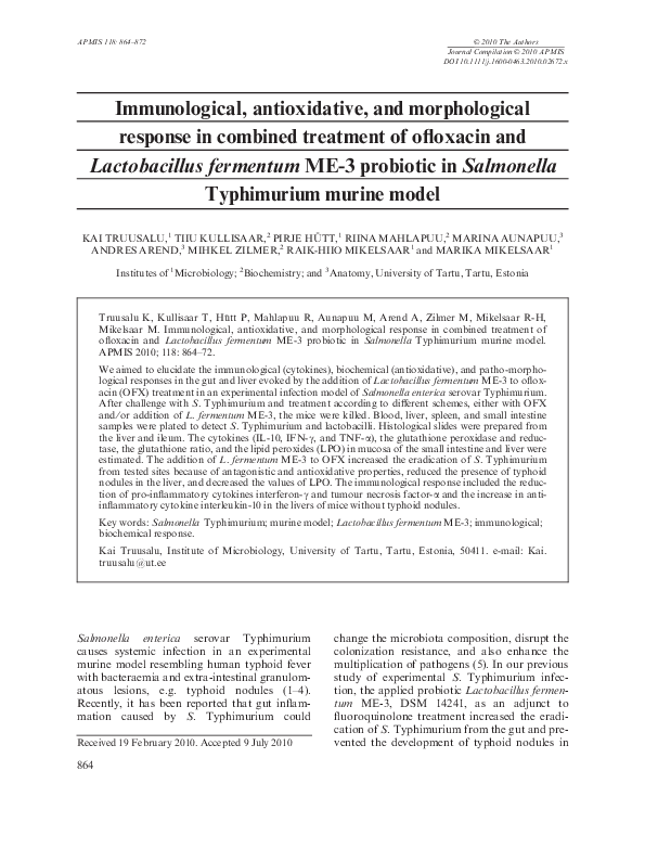 (PDF) Immunological, antioxidative, and morphological response in combined treatment of ...