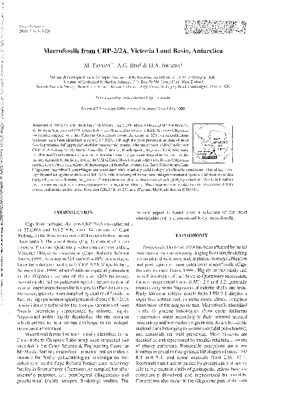 (PDF) Macrofossils from CRP-2/2A, Victoria Land Basin, Antarctica