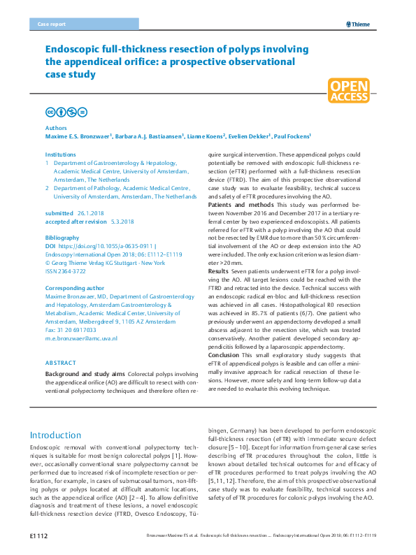 (PDF) Endoscopic full-thickness resection of polyps involving the ...