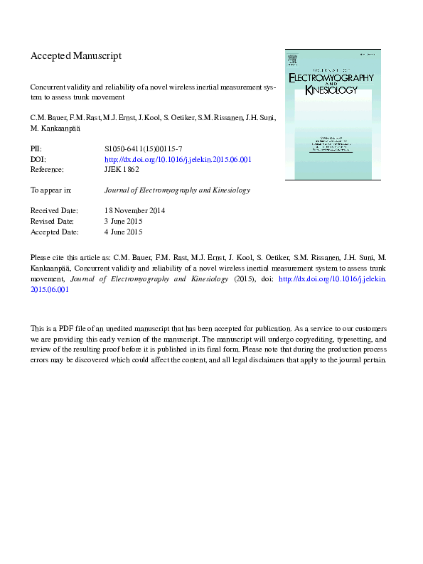 (PDF) Concurrent validity and reliability of a novel wireless inertial measurement system to ...