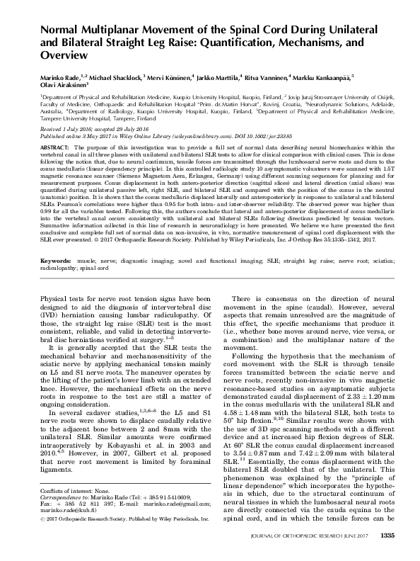 (PDF) Normal multiplanar movement of the spinal cord during unilateral ...