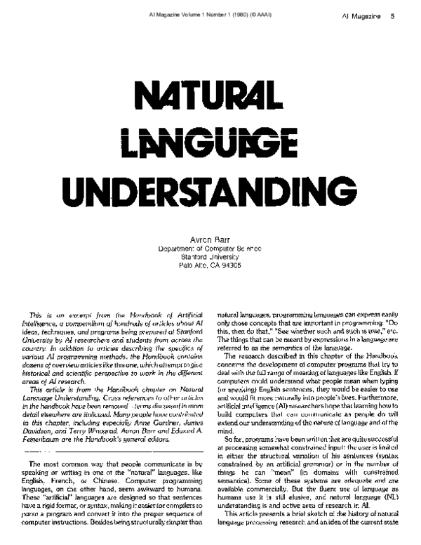 (PDF) Natural Language Understanding