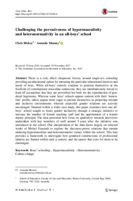 (PDF) Challenging the pervasiveness of hypermasculinity and ...