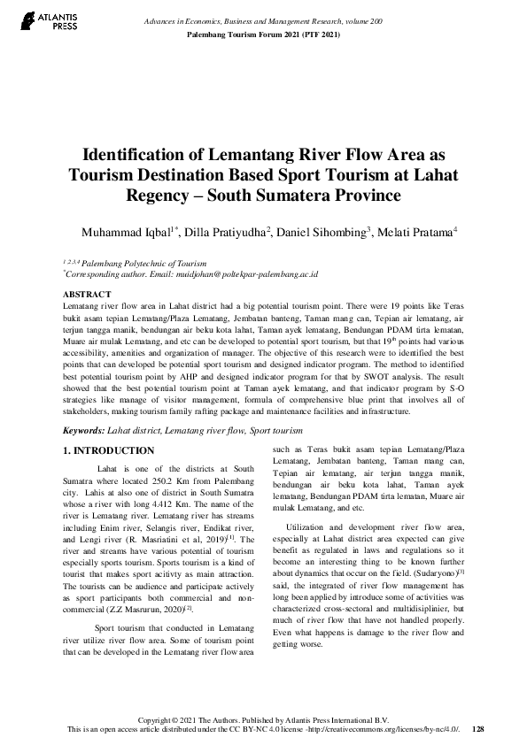 (PDF) Identification of Lemantang River Flow Area as Tourism ...