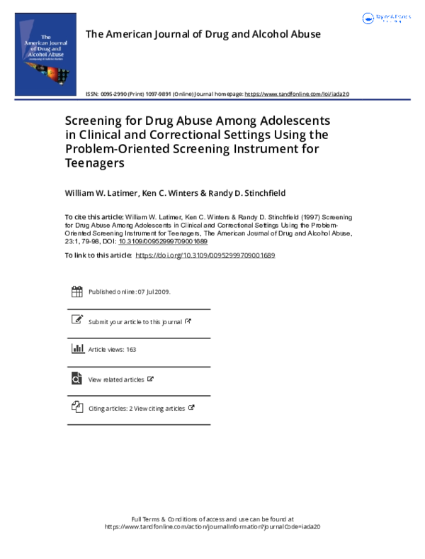 (PDF) A Preliminary Study Using the Substance Abuse Subtle Screening ...