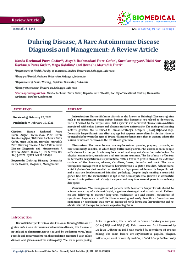 (PDF) Duhring Disease, A Rare Autoimmune Disease Diagnosis and ...