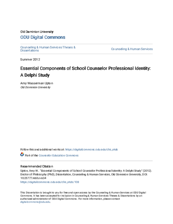 (PDF) Essential components of school counselor professional identity: A ...