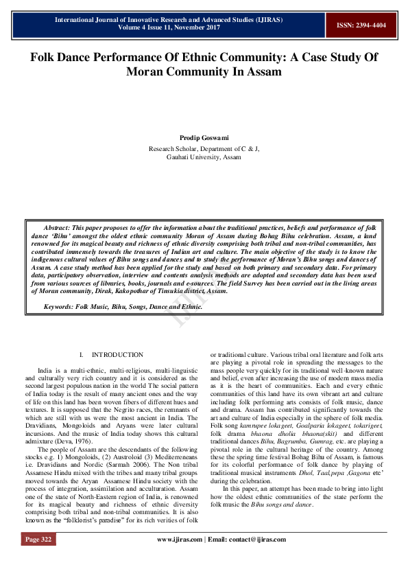 (PDF) Folk Dance Performance Of Ethnic Community: A Case Study Of Moran ...