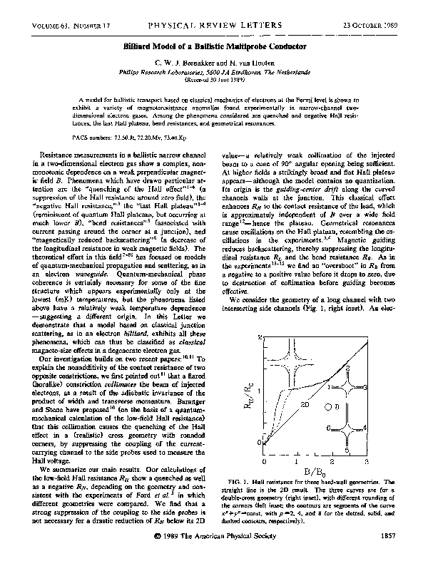 (PDF) Billiard model of a ballistic multiprobe conductor